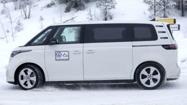 New Volkswagen ID. Buzz long wheelbase spy shots and teaser images | DrivingElectric